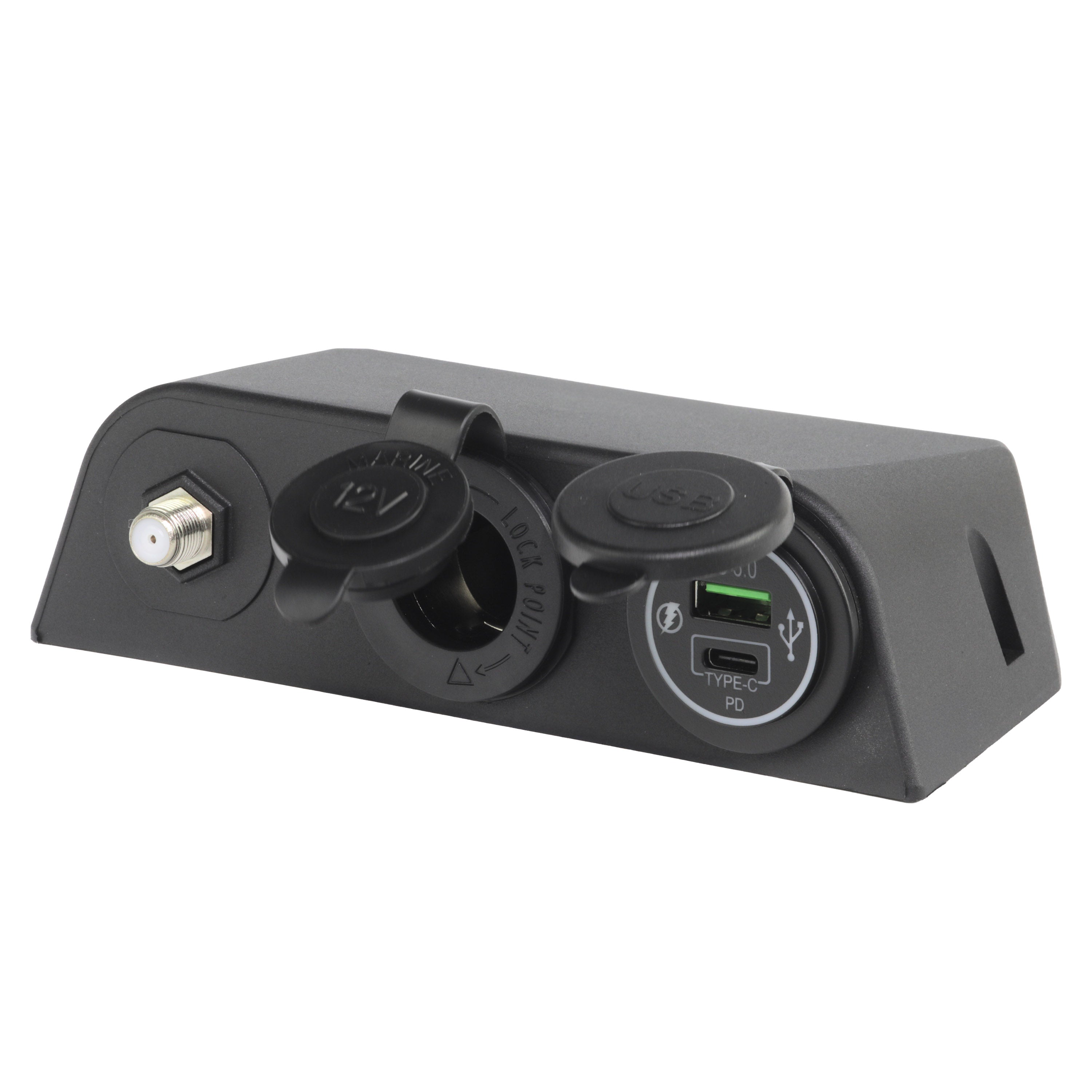 Iluma 12v Surface Mount 3 Way Accessory Socket Dual USB/C & TV Antenna ...