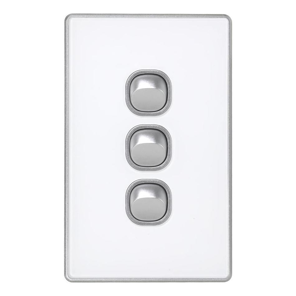 Iluma 3 Gang Light Switch Acrylic D-Series Silver/White – Caravan and ...