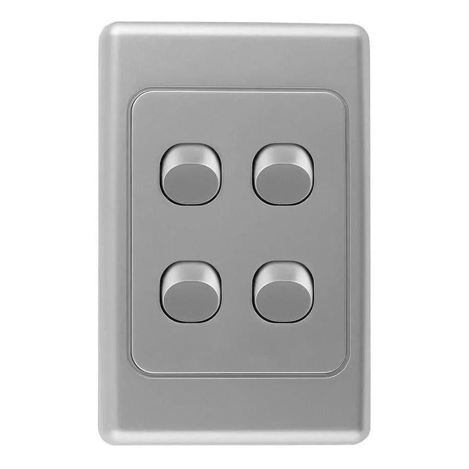 Iluma 4 Gang Vertical Light Switch Silver – Caravan and Camping Aus