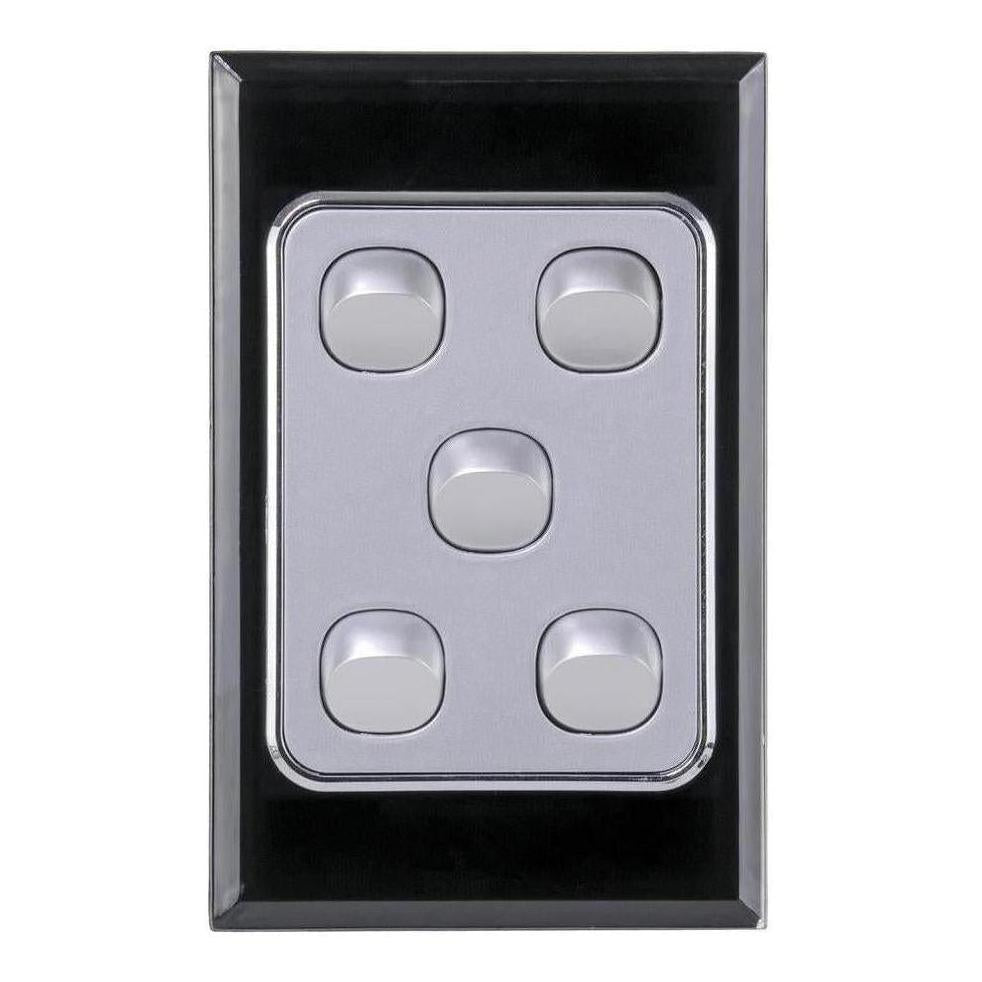 Iluma 5 Gang D/GL Series Vertical Light Switch Black/Silver – Caravan ...
