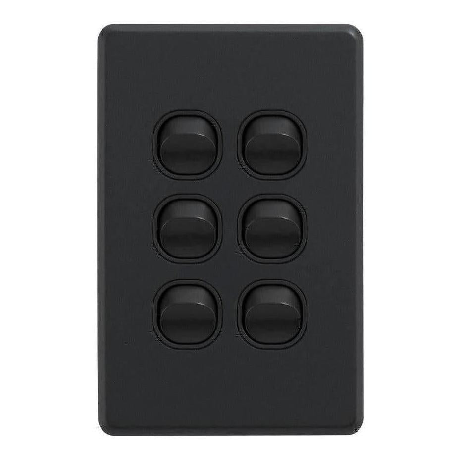 Iluma 6 Gang Vertical Light Switch Black – Caravan and Camping Aus
