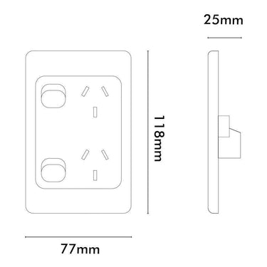 Iluma Double Pole 10A Double GPO PowerPoint Vertical Black – Caravan ...