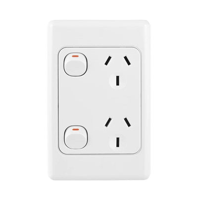 Iluma Double Pole 10A Double GPO PowerPoint Vertical White – Caravan ...