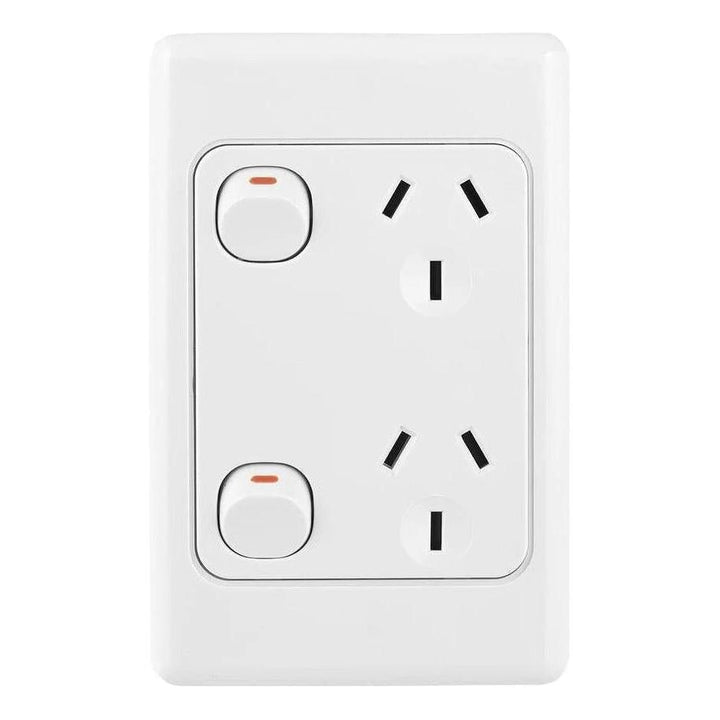 Iluma Double Pole 10A Double GPO PowerPoint Vertical White – Caravan ...