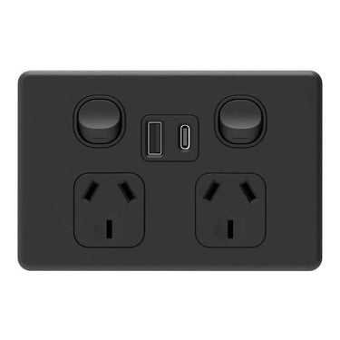Iluma Double Pole 10A Double GPO Powerpoint Inc USB / USB-C 4.2A ...