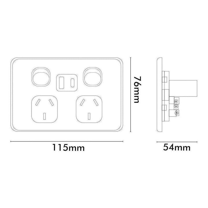 Iluma Double Pole 10A Double GPO Powerpoint Inc USB / USB-C 4.2A ...