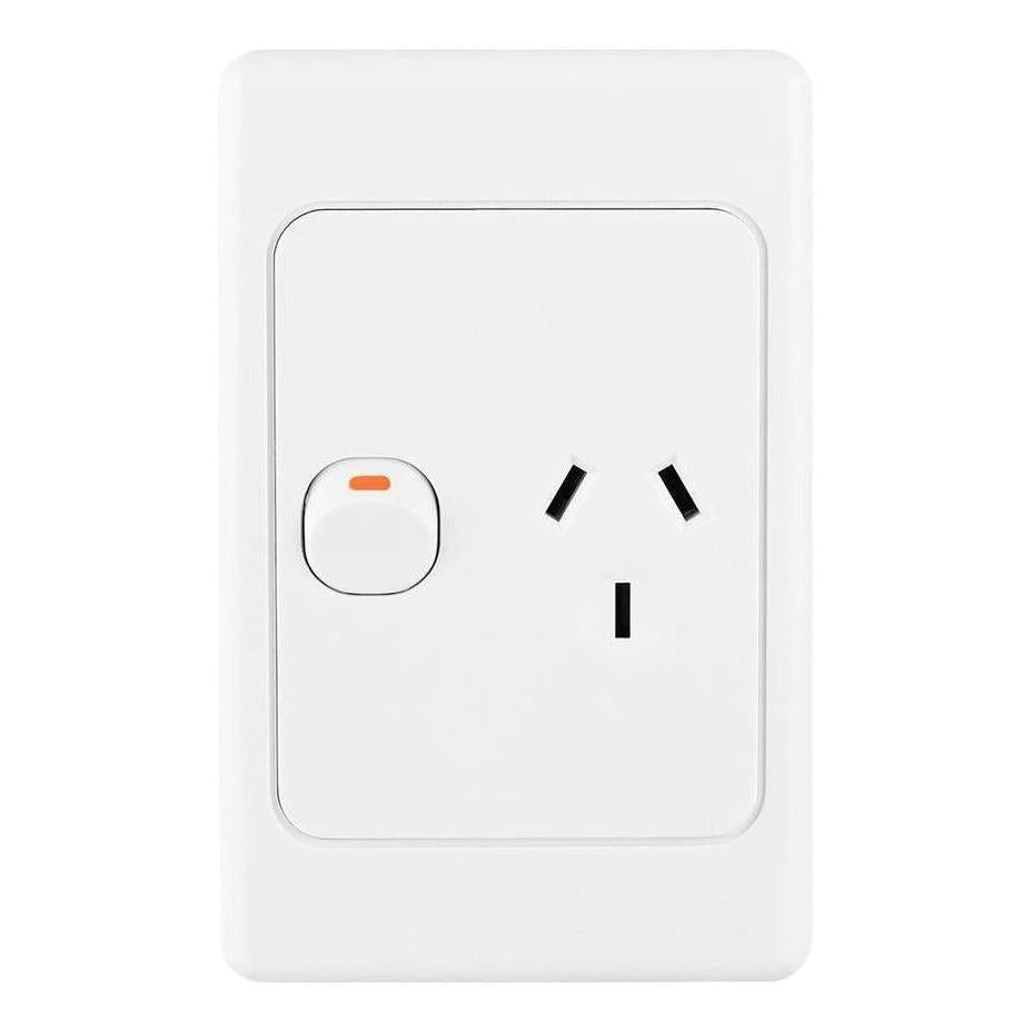 Iluma Double Pole 10A Single GPO PowerPoint Vertical White – Caravan ...